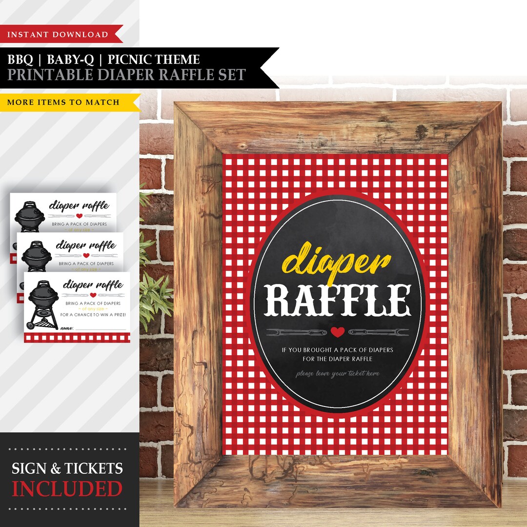 Baby-q 'backyard BBQ Red' Theme *printable Diaper Raffle Tickets ...