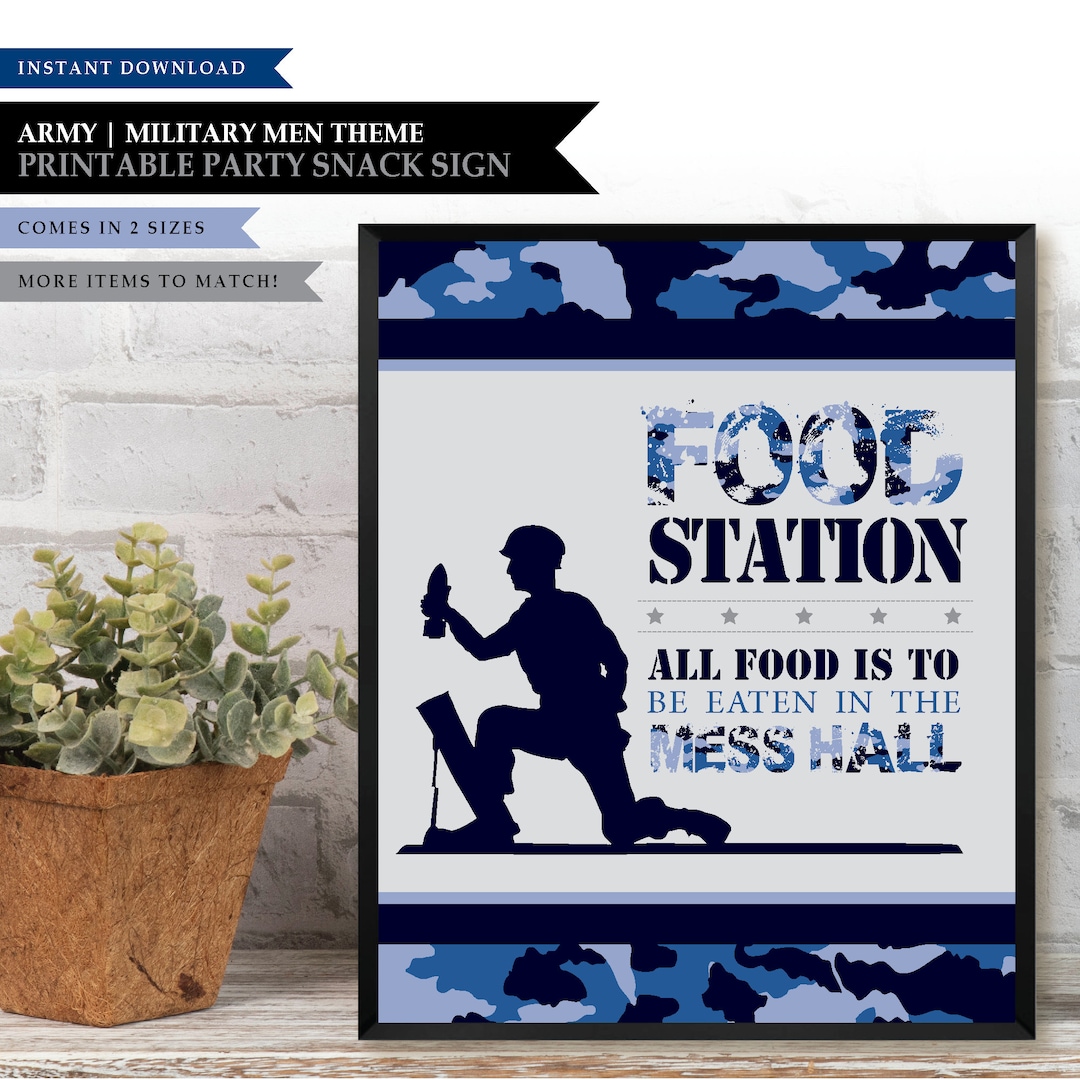 Army 'military Men' Blue Theme printable Food Station Sign Snack Bar ...