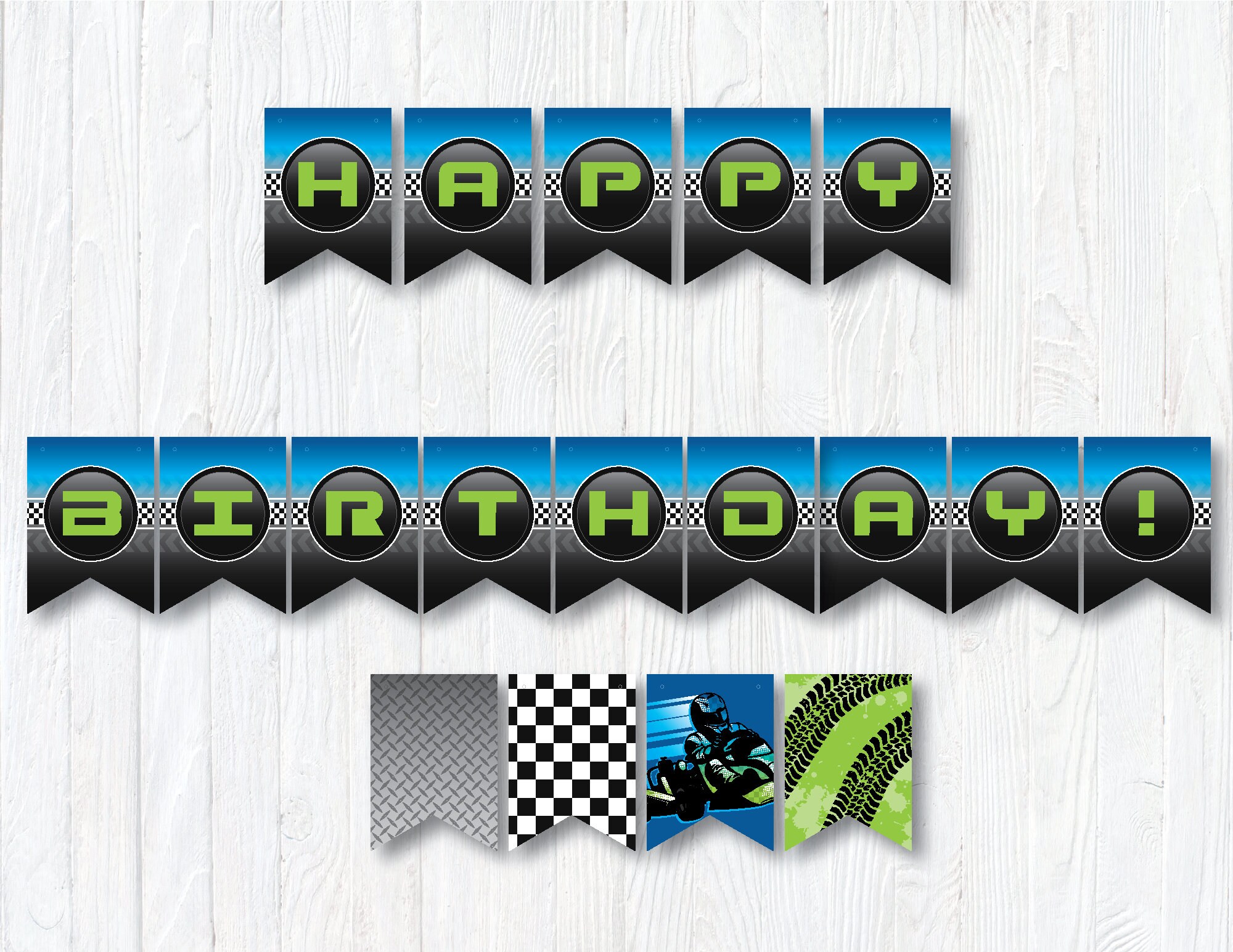 Go-kart 'indoor Race' Theme printable Happy Birthday - Etsy