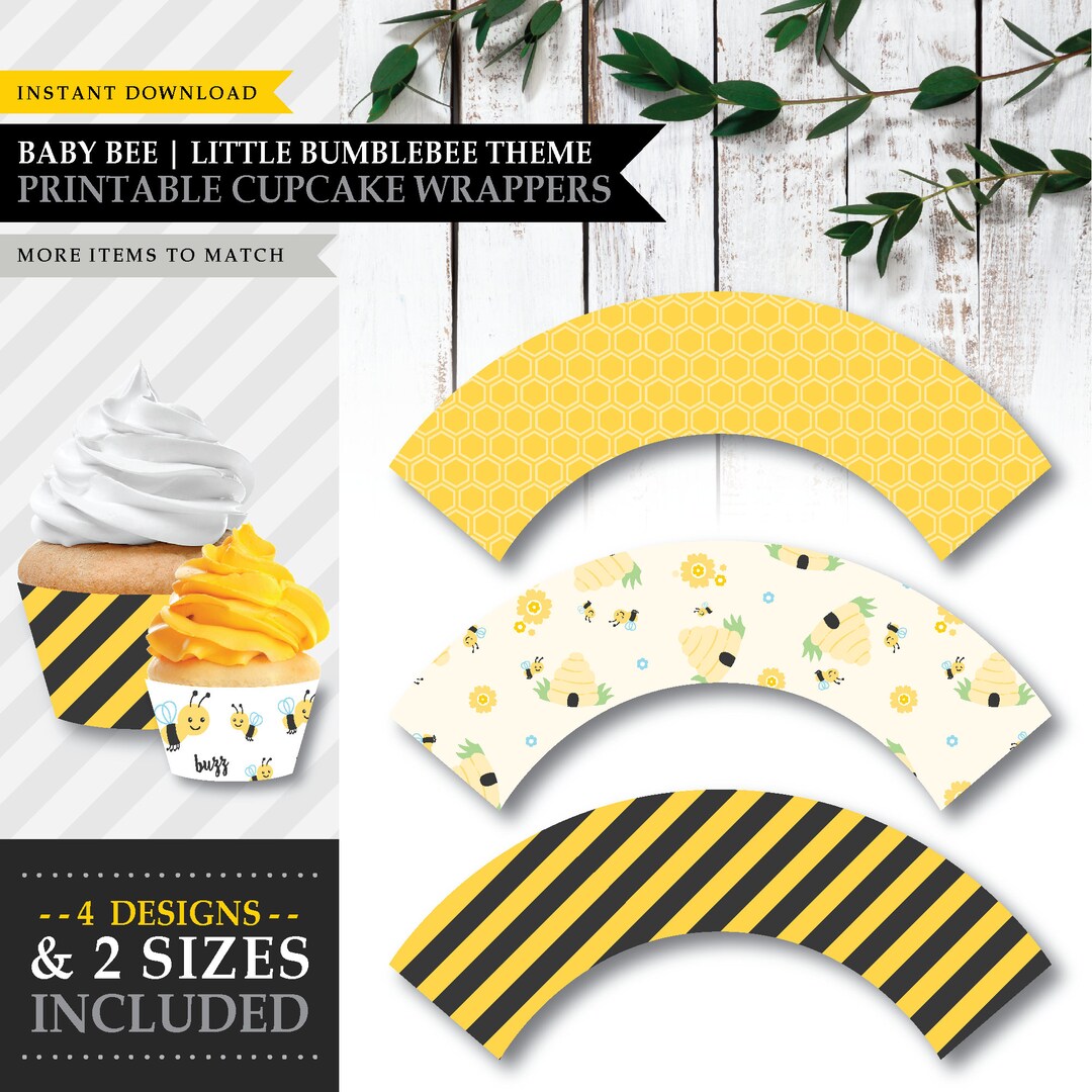 Baby 'little Bumblebee' Theme *printable Cupcake Wrappers* Bee Cupcakes ...