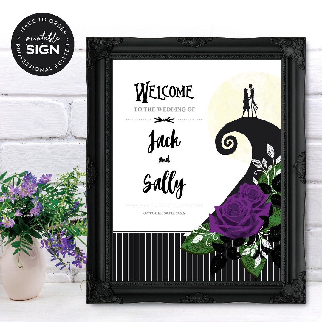 Nightmare *skellington Stripe* Printable Wedding Welcome Sign | Party ...