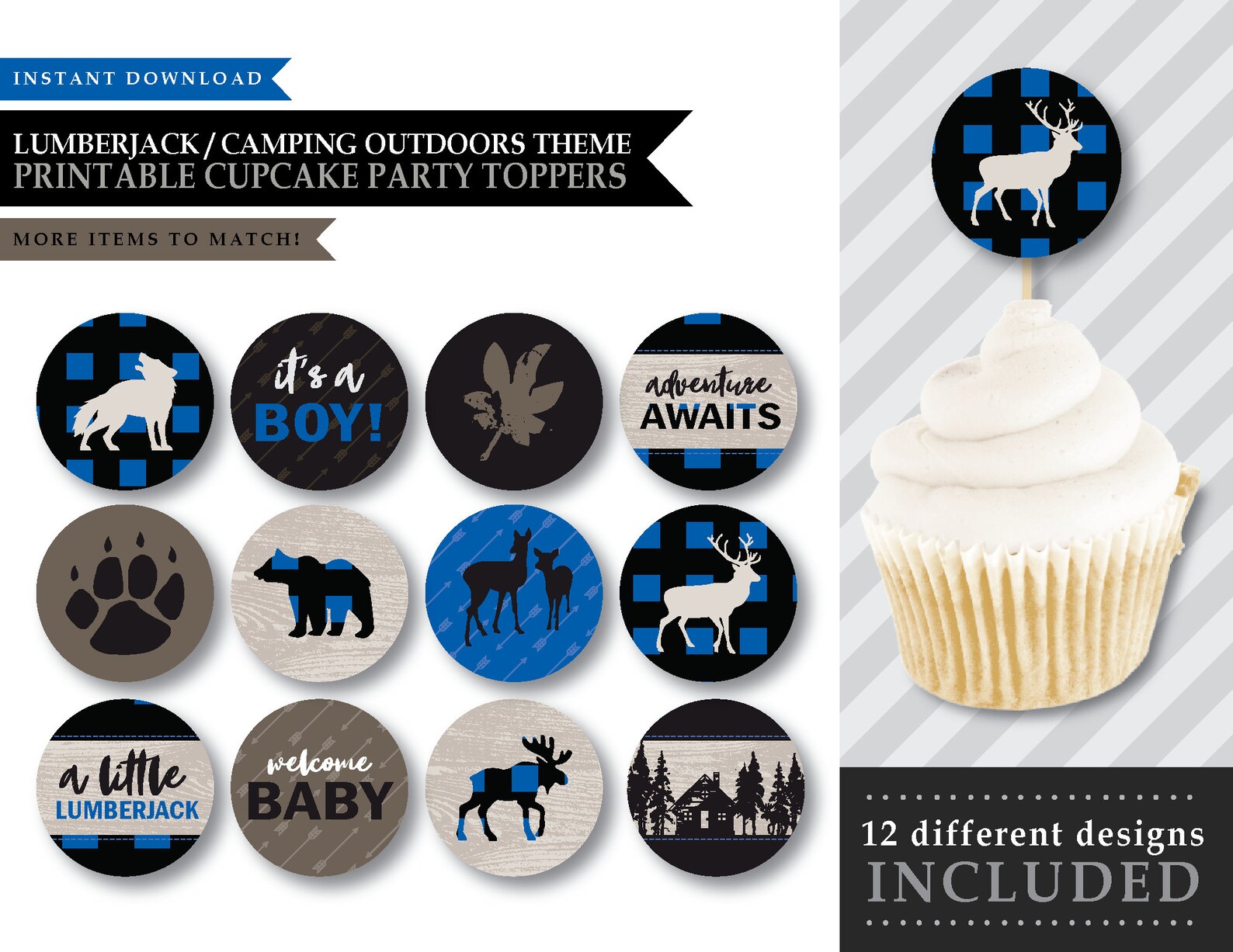 Lumberjack 'blue Flannel' Theme printable Baby Shower - Etsy