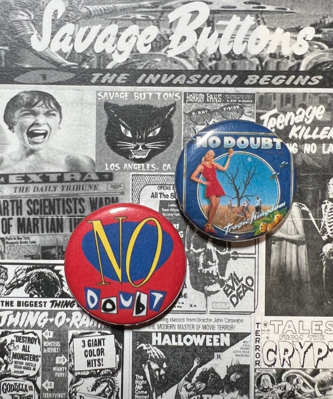 No Doubt Pin Set of 2 | 1 Inch Buttons | Gwen Stefani | Punk Ska Pins ...