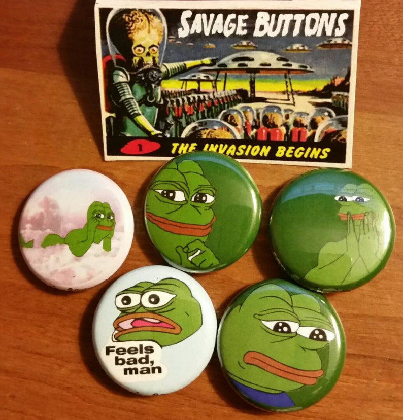 Pepe Frog Pin Set of 5 1 Inch Buttons Pin Badges Memes | Etsy