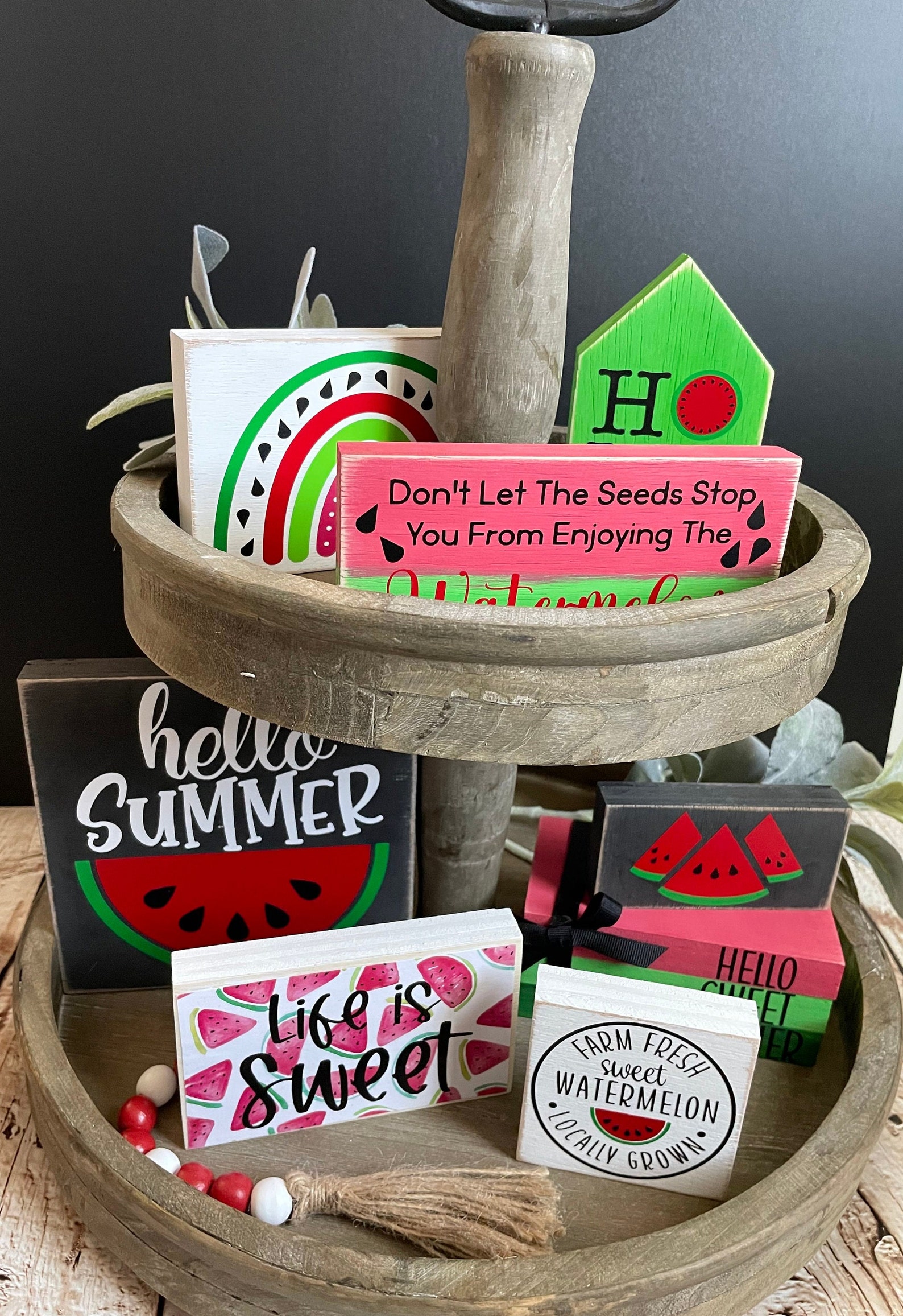 Watermelons Watermelon Decor Tiered Tray Decor Shelf - Etsy