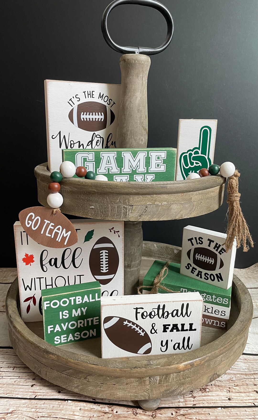 Football, Football Tiered Tray Decor, Fall, Wood Signs, Football Signs ...