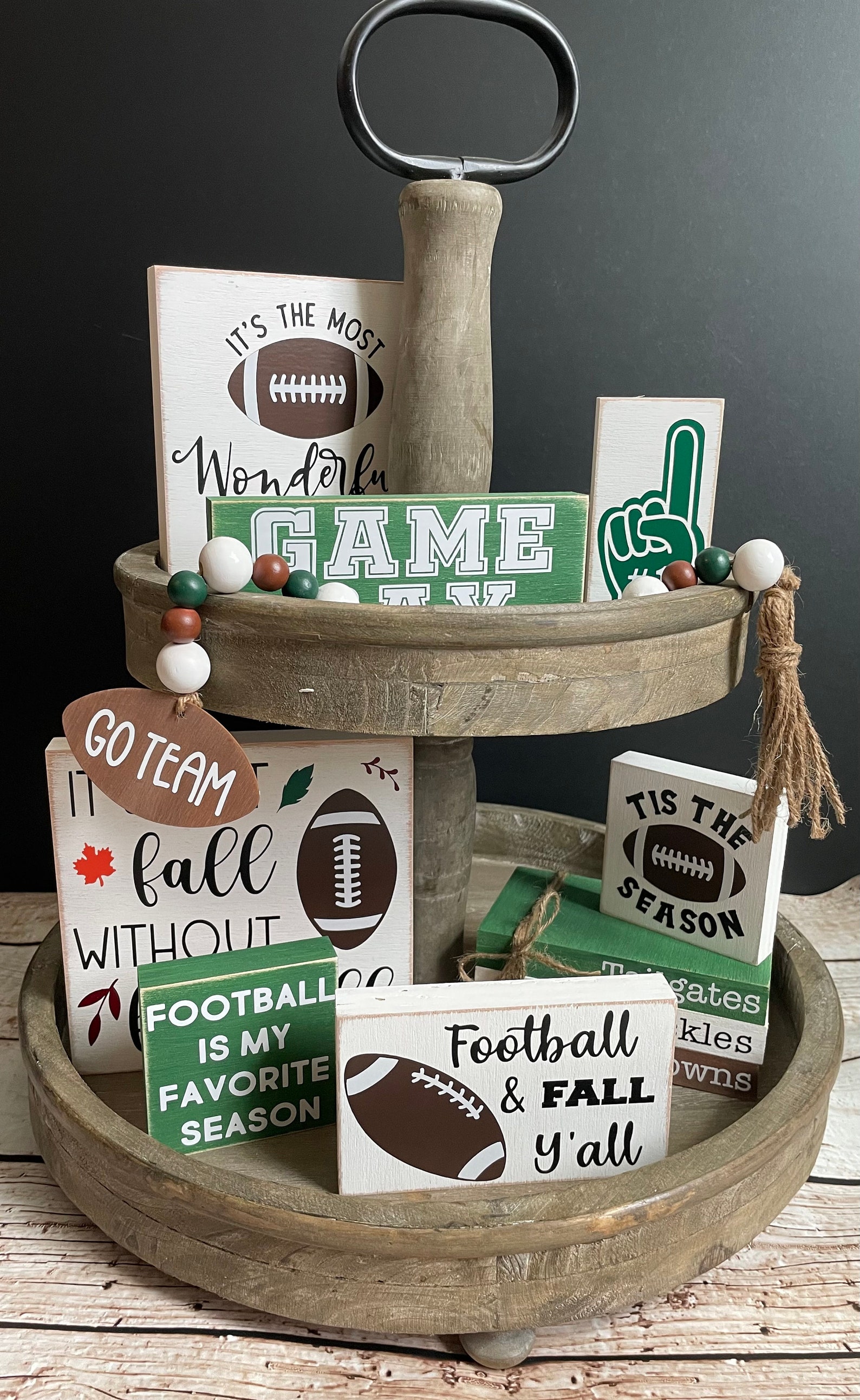 Football, Football Tiered Tray Decor, Fall, Wood Signs, Football Signs ...