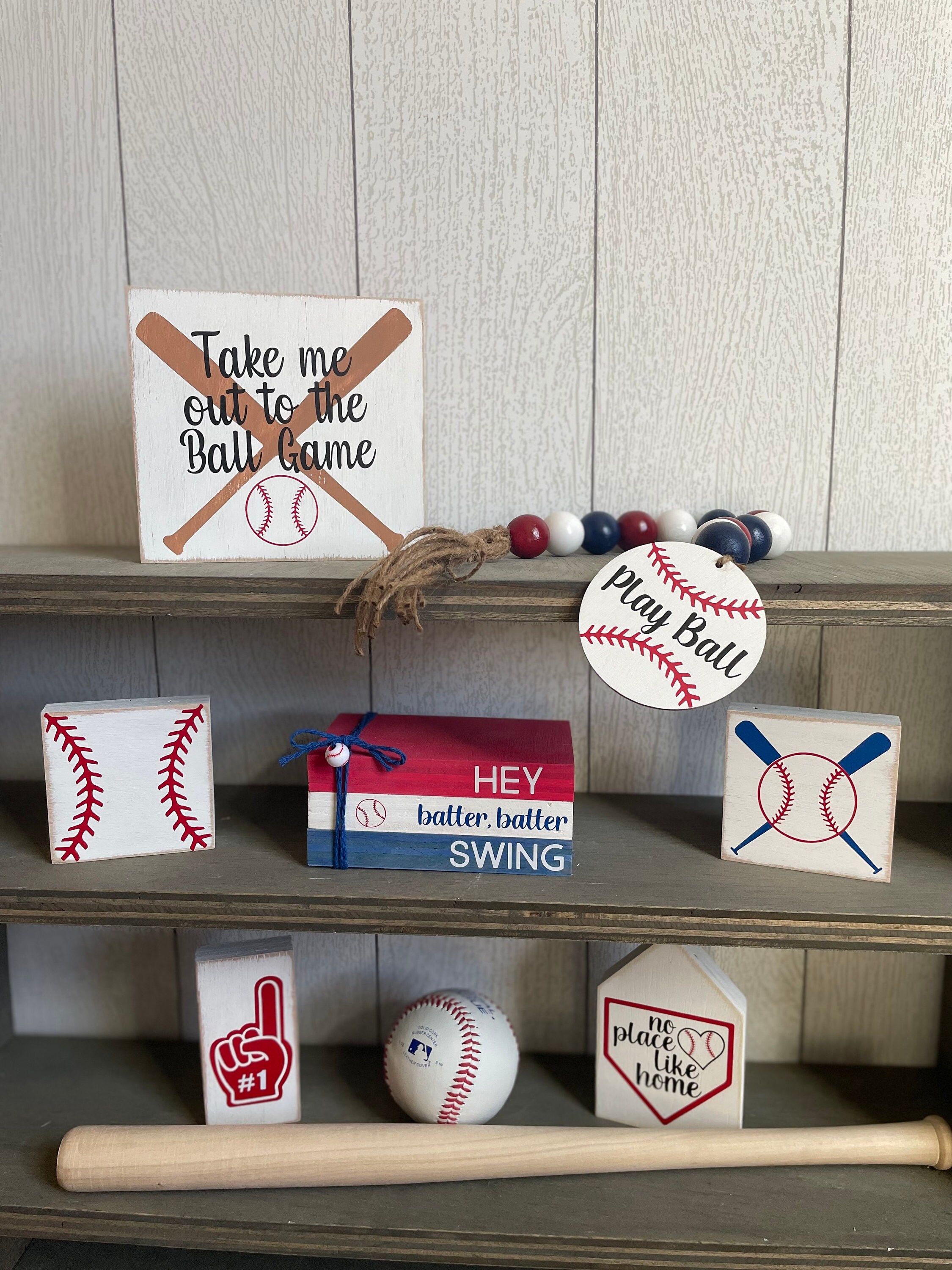 Baseball Wood Signs, Baseball Tiered Tray, Sports, Baseball, Shelf ...