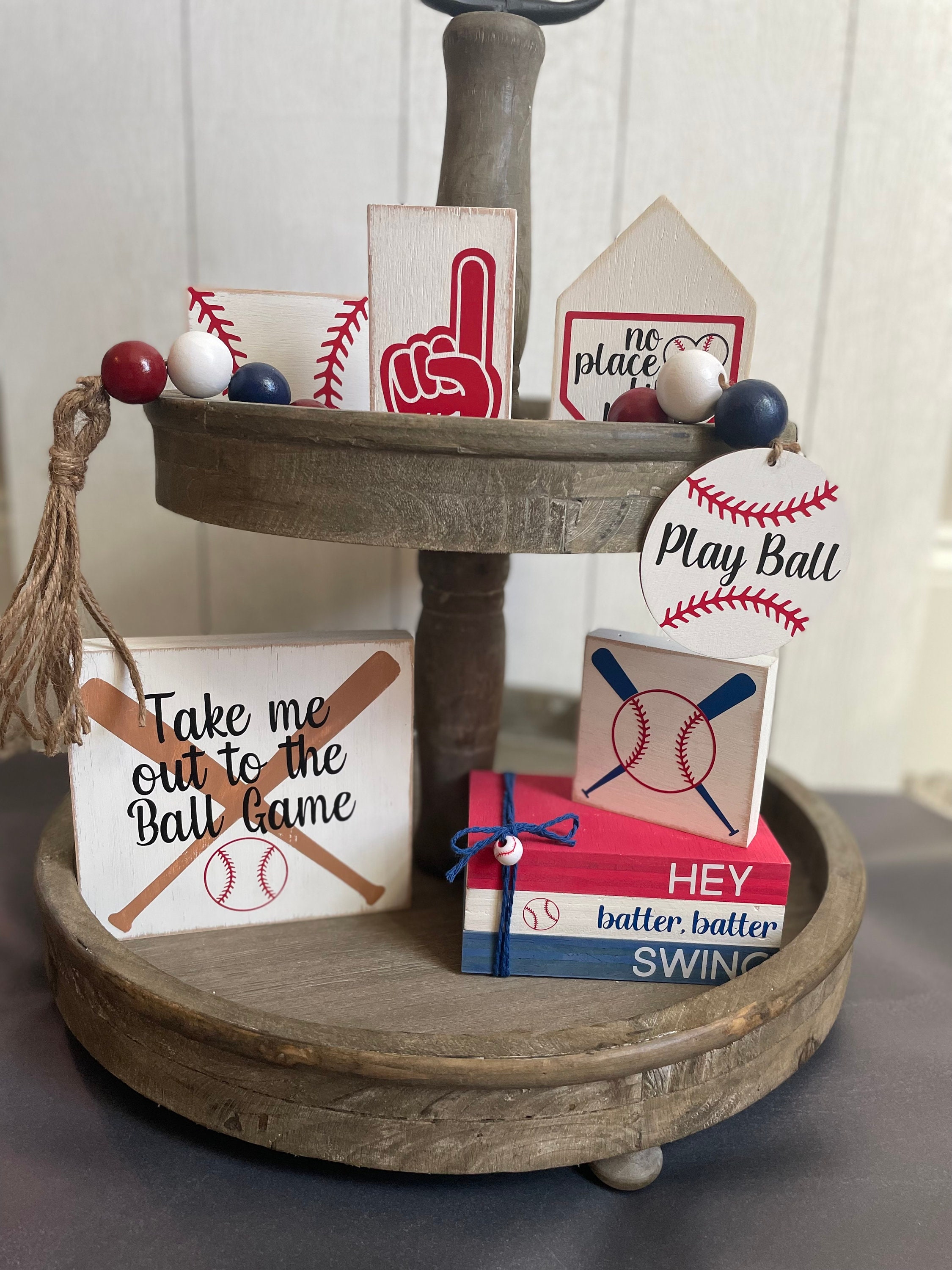 Baseball Wood Signs, Baseball Tiered Tray, Sports, Baseball, Shelf ...