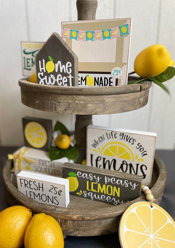 Lemon Decor Lemonade Decor Tiered Tray Decor Shelf Sitter - Etsy