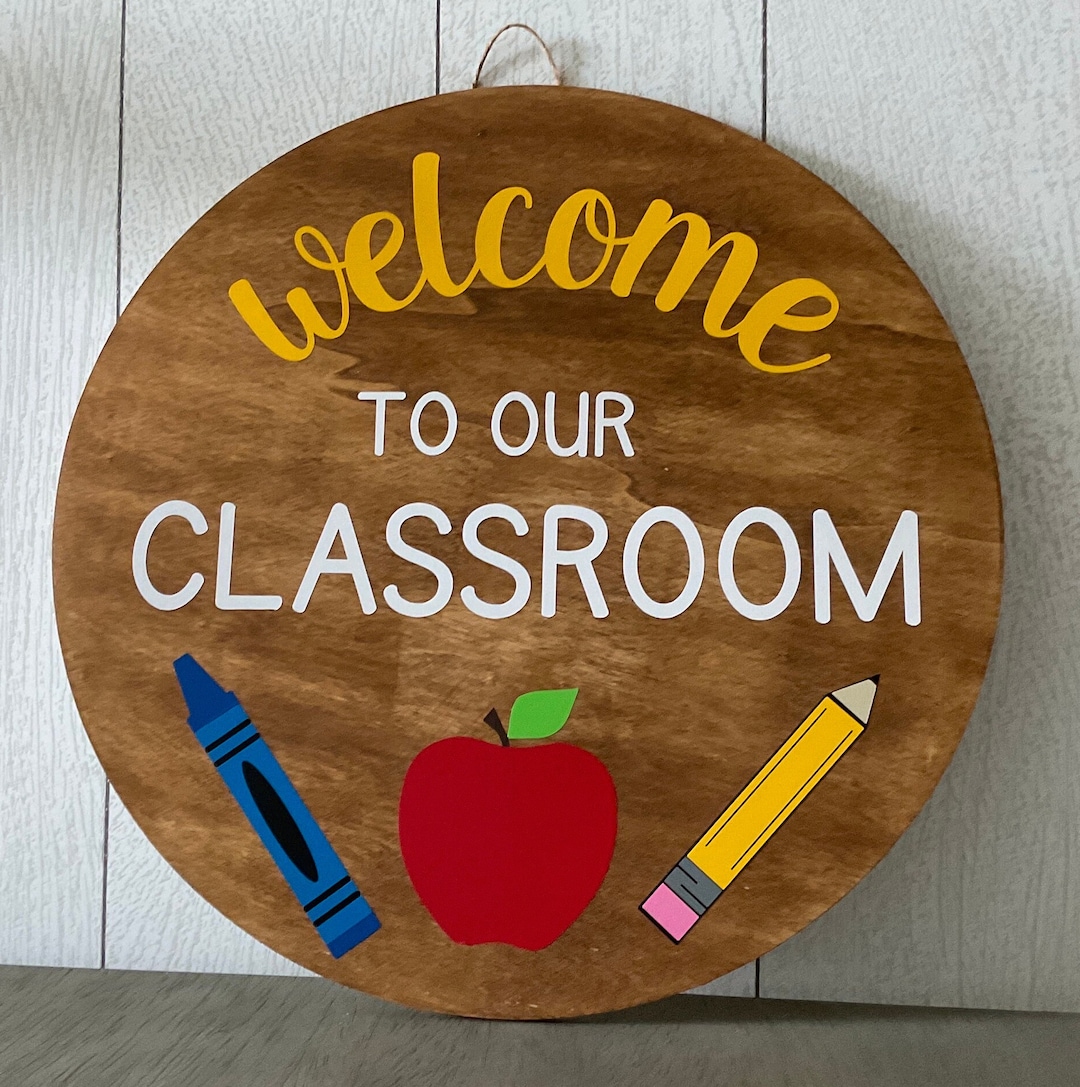Door Hanger, Welcome Sign, Wood Round, School, Classroom, Teacher ...