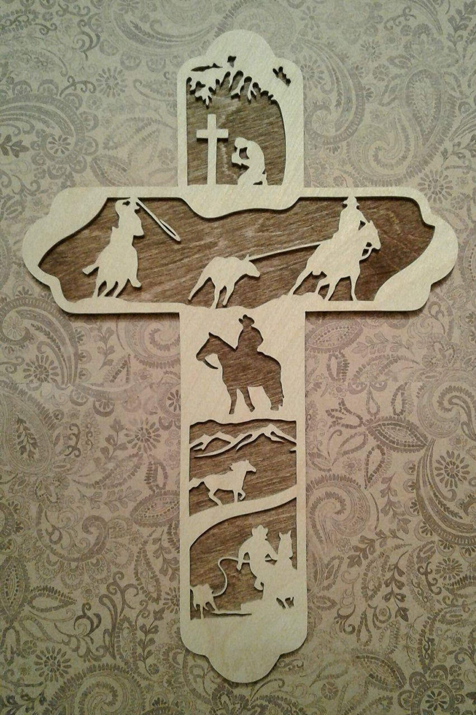 Roping Cross Cowboy Gift Team Roper Cross Tie Down Roping | Etsy