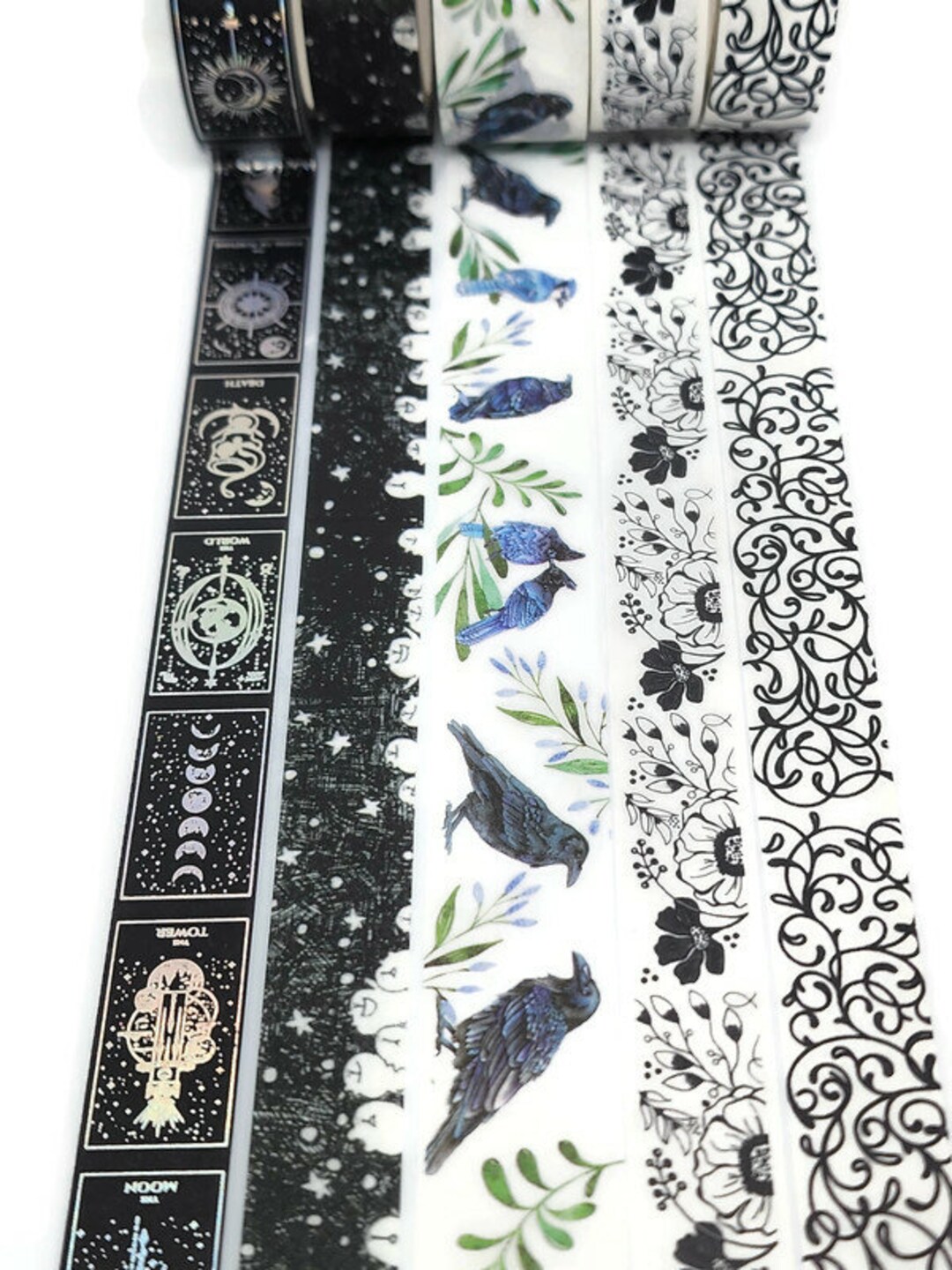 SAMPLE SIZE Evening Stars, Tarot Cards, Ravens, Black Scrollwork, Black ...