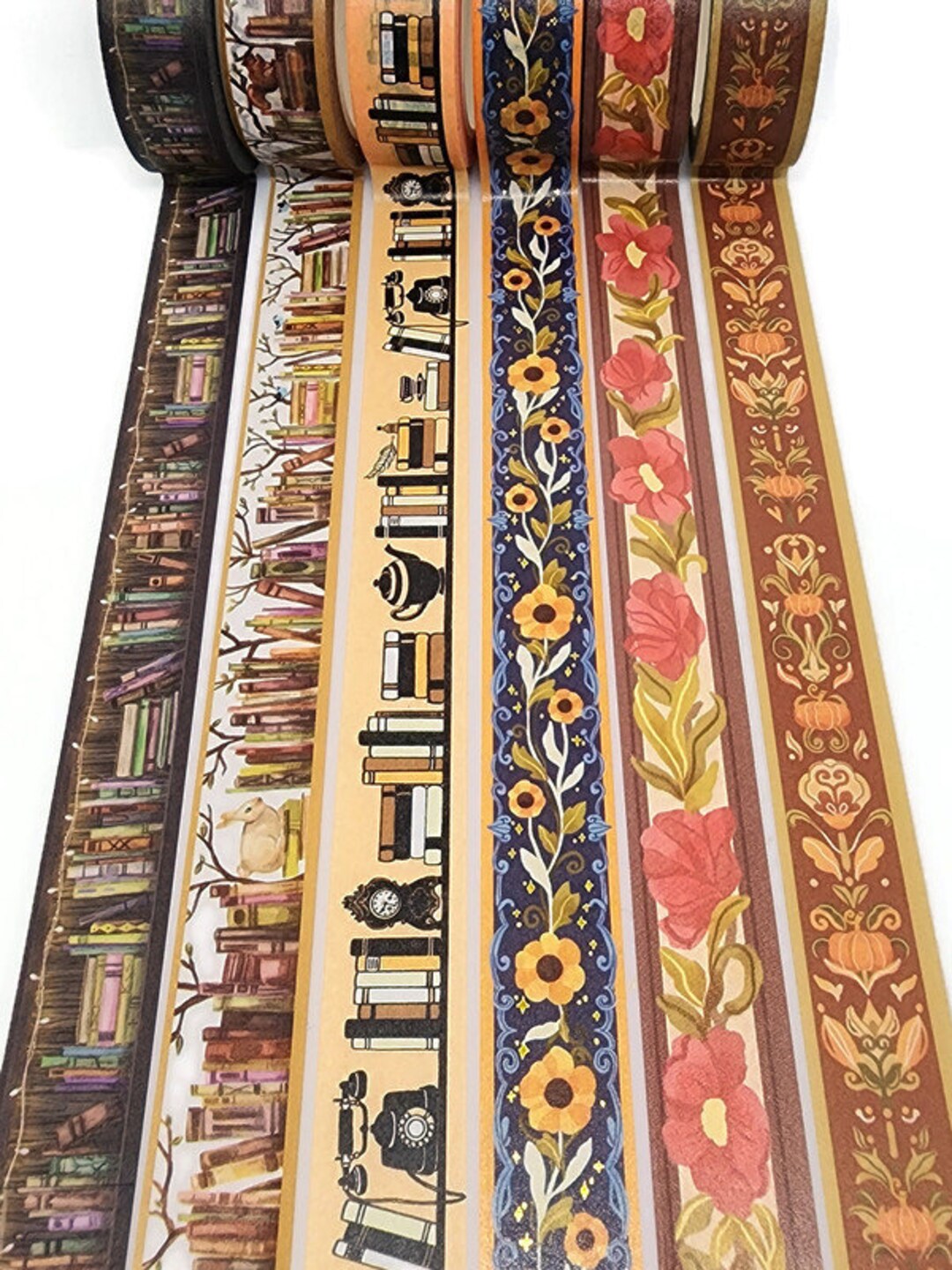 SAMPLE SIZE Book Stacks and Flowers Washi Tape Samples 24 Inches sample ...