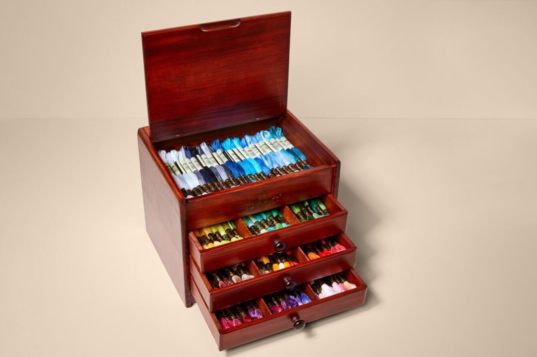 DMC Mini Wooden Collectors Box With 120 Threads and Free Chart - Etsy
