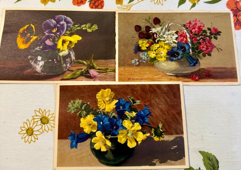 Vintage Postcards, Set of 15, Marked 1940-1950’s, Blue, Yellow, Purple ...