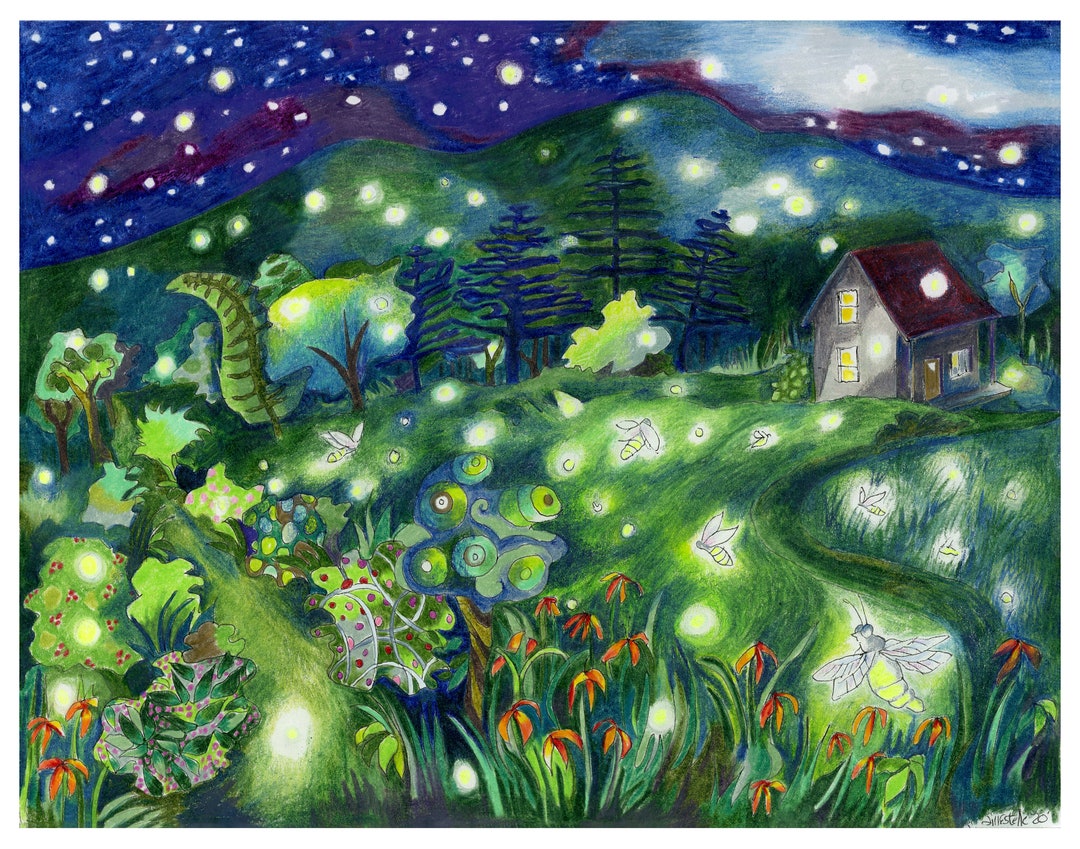 Mountain Fireflies Landscape Art Print - 11x14 Signed Limited Edition ...