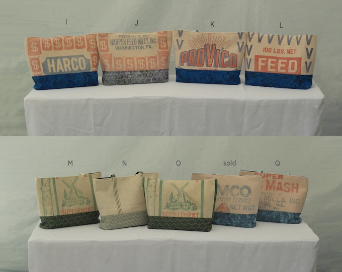 Recycled Feed Sacks, Totes, Reusable Grocery Bags, Reusable Totes, Farm ...