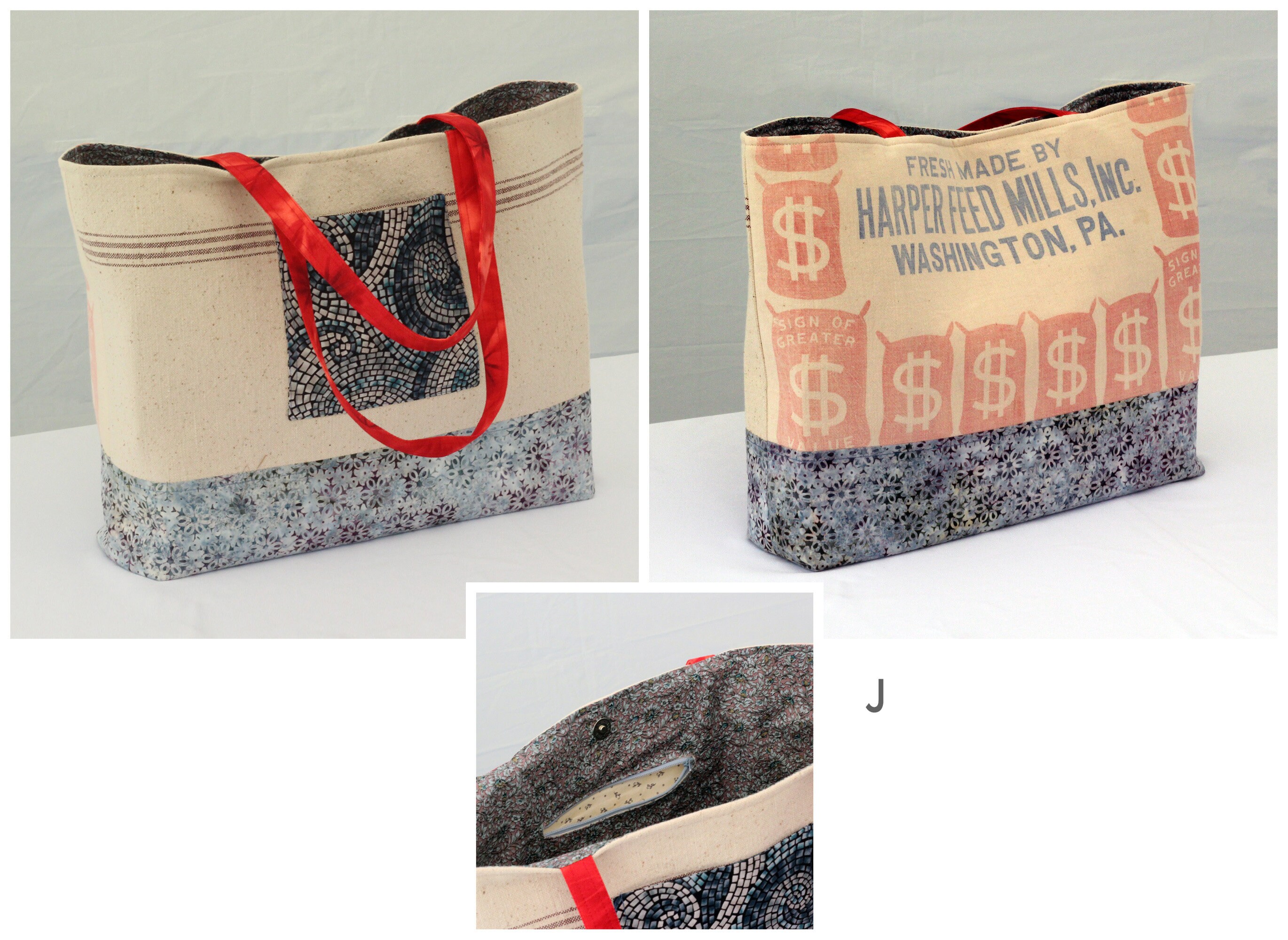 Vintage Feed Sack TOTE BAG - Large, Padded Grocery Tote, Market Tote - Etsy
