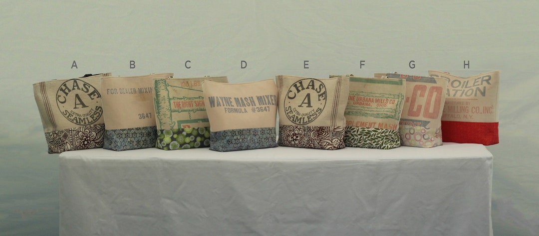 VINTAGE FEED SACK Tote Bag - Small, Padded Grocery Tote, Market Tote - Etsy