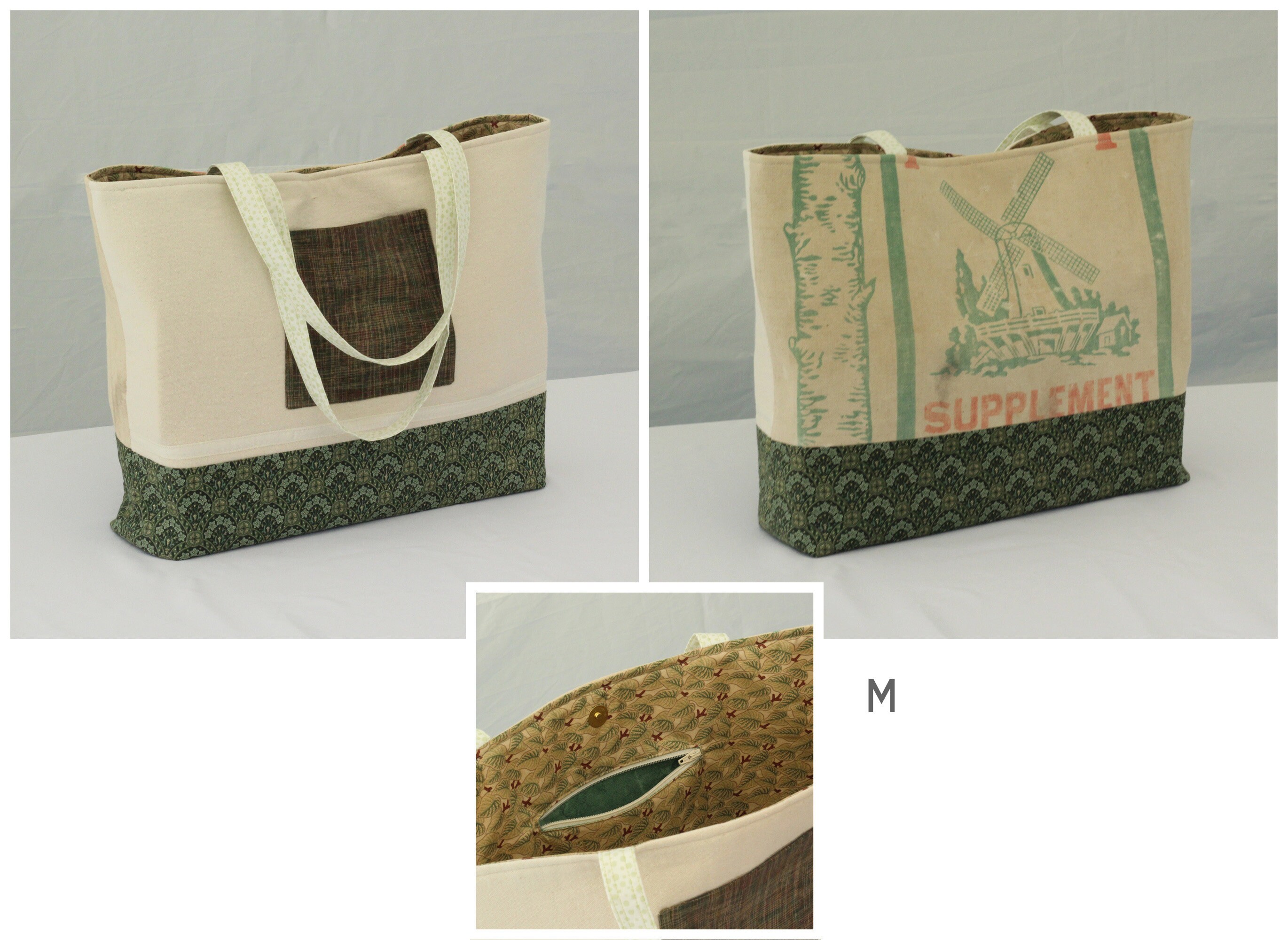 Vintage Feed Sack TOTE BAG - Large, Padded Grocery Tote, Market Tote - Etsy