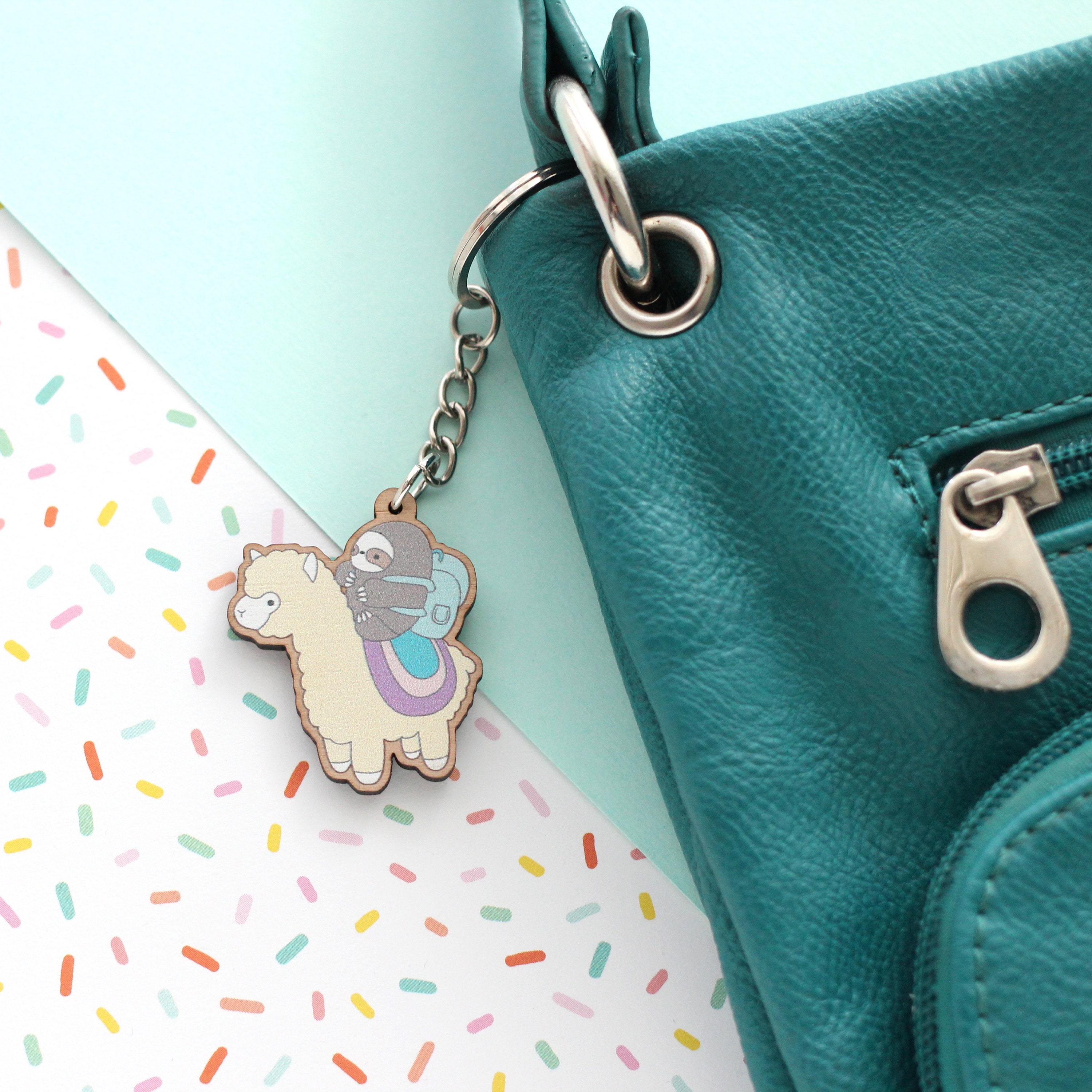 Sloth and Alpaca Keychain. Wood. Wanderlust Gift. Travel - Etsy Canada