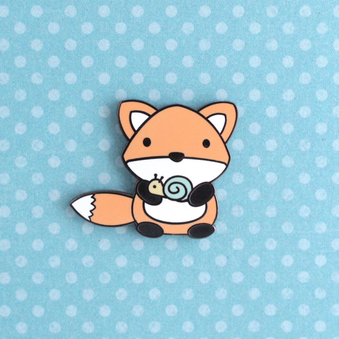 Orange Fox Enamel Pin. Cute Fox Gift. Hard Enamel Pin. Fox Badge ...