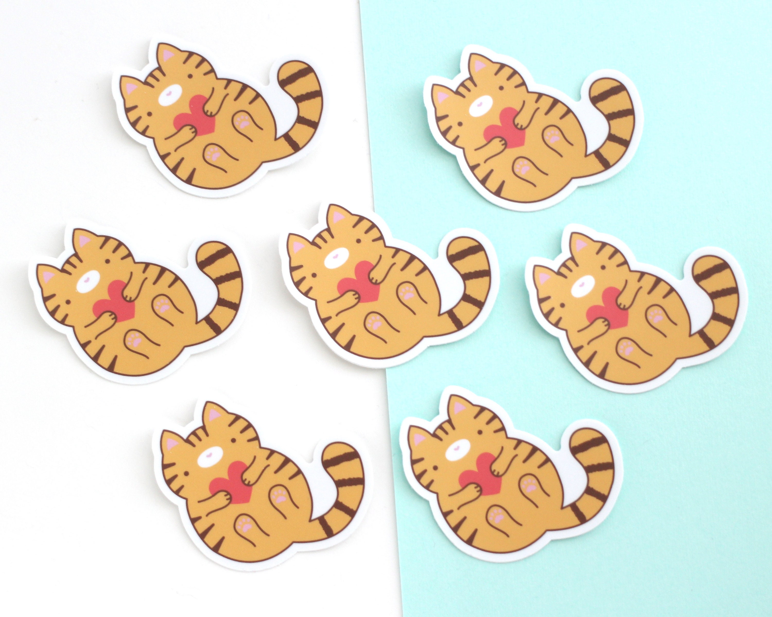 Orange Cat Sticker. Cat Vinyl Sticker. Kawaii Sticker. Laptop | Etsy