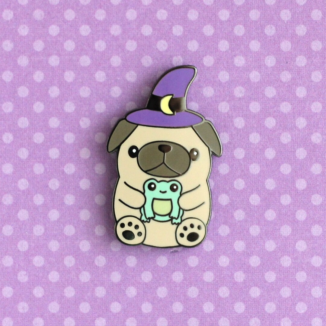 Wizard Pug Enamel Pin. Dog Lover Gift. Pug Pin. Halloween Gift. Wizard ...