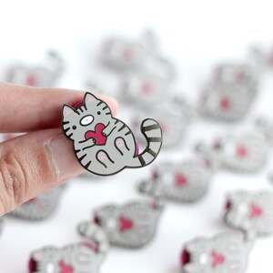 Tabby Cat Pin Set. Cat Enamel Pins: Orange Cat Pin and Grey Tabby Cat ...