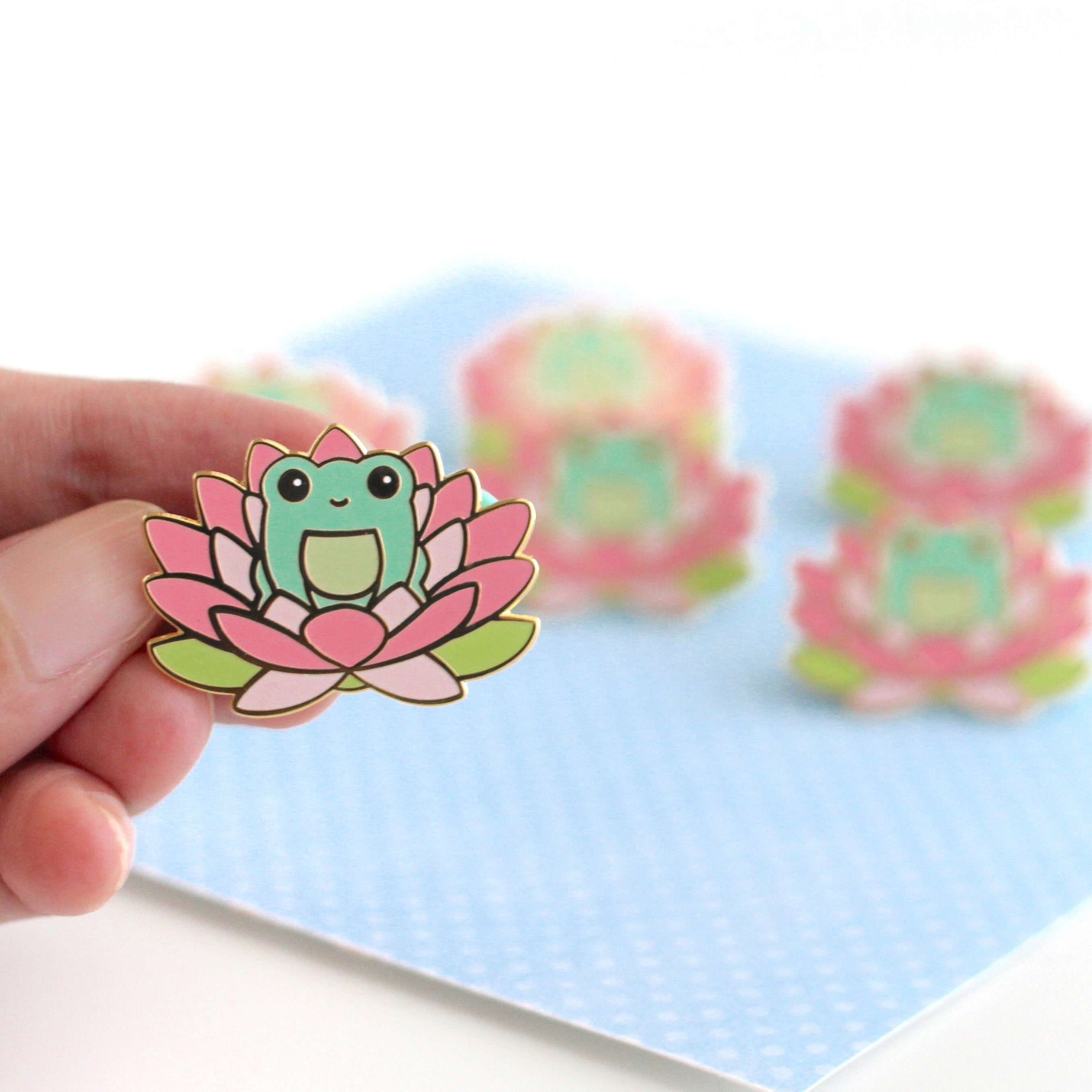 Pink Lotus Flower Frog Pin. Frog Enamel Pin. Kawaii Frog Pin. - Etsy