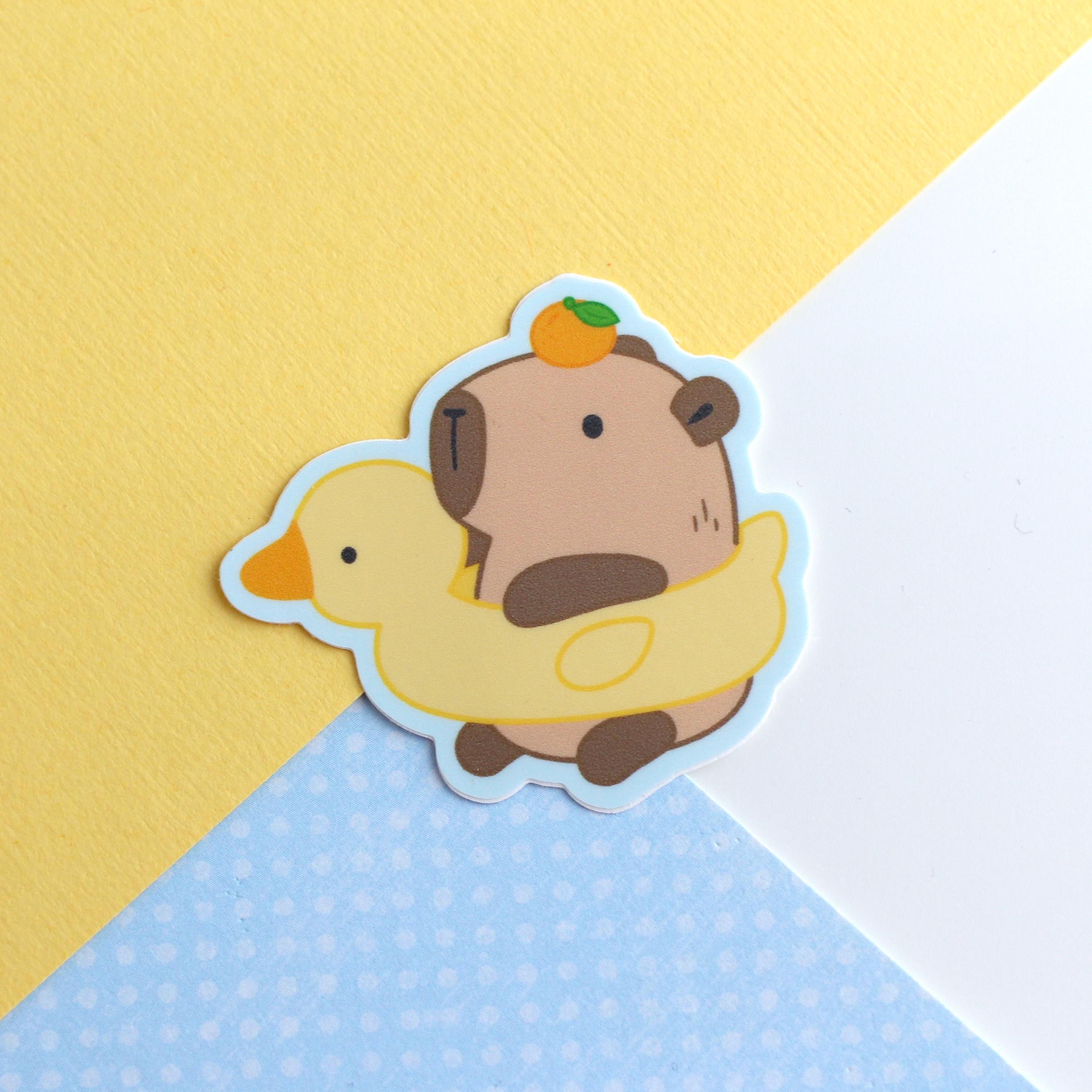 Duck Floatie Capybara Vinyl Sticker. Cute Summer Animal Decal. Kawaii ...