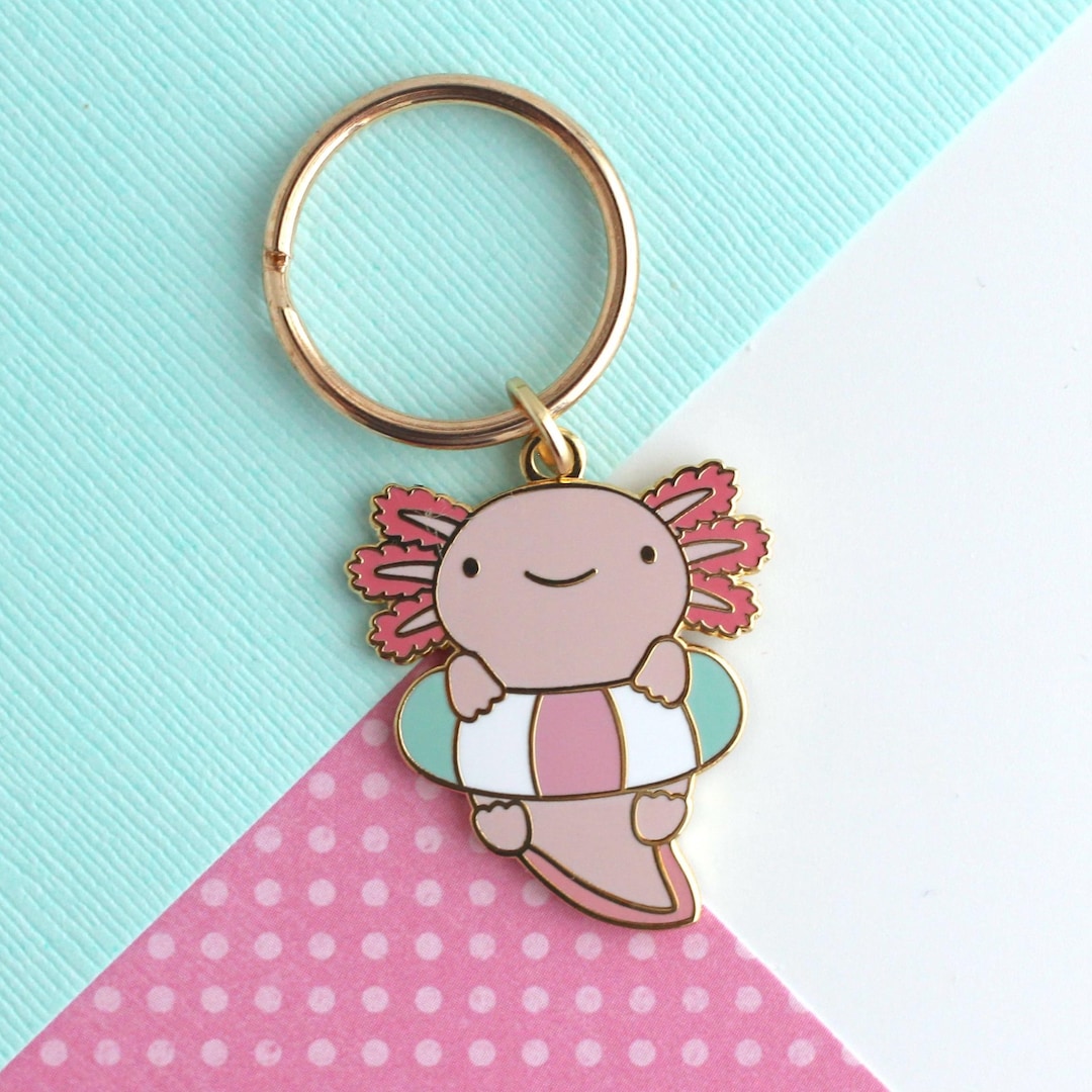 Axolotl in a Floatie Enamel Keychain. Axolotl Purse Charm. Summer ...
