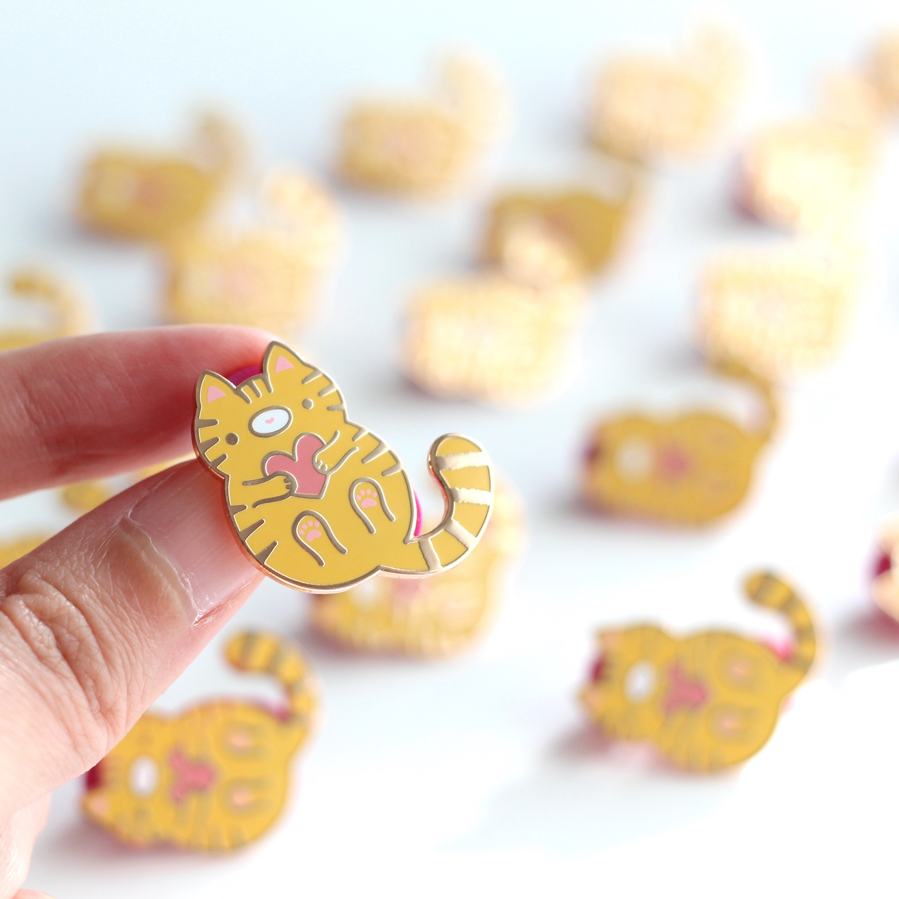 Cat Enamel Pin. Hard Enamel Pin. Cat Jewelry. Kawaii Pin Cute. Orange ...