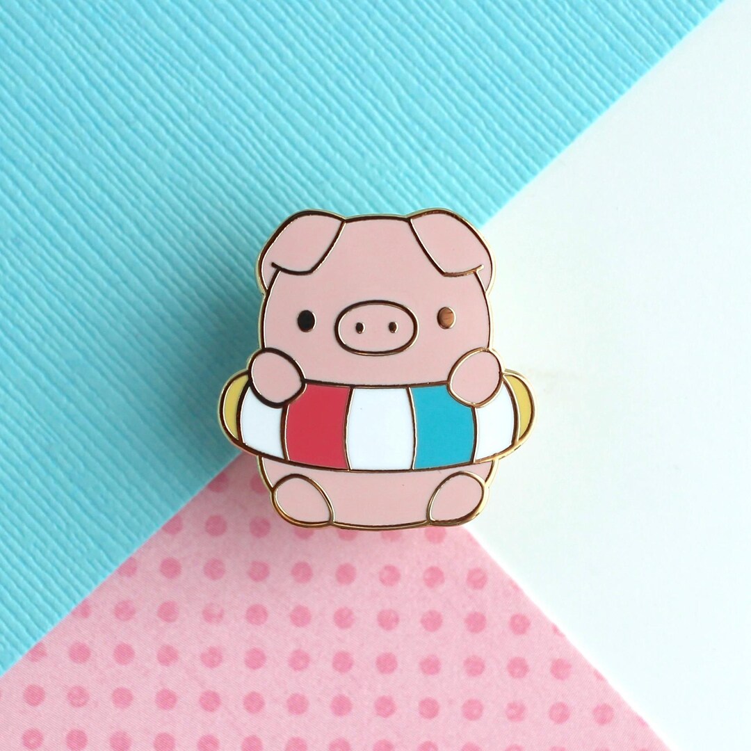 Pig in Floatie Enamel Pin. Adorable Pig Gift. Summer Accessory. Beach ...