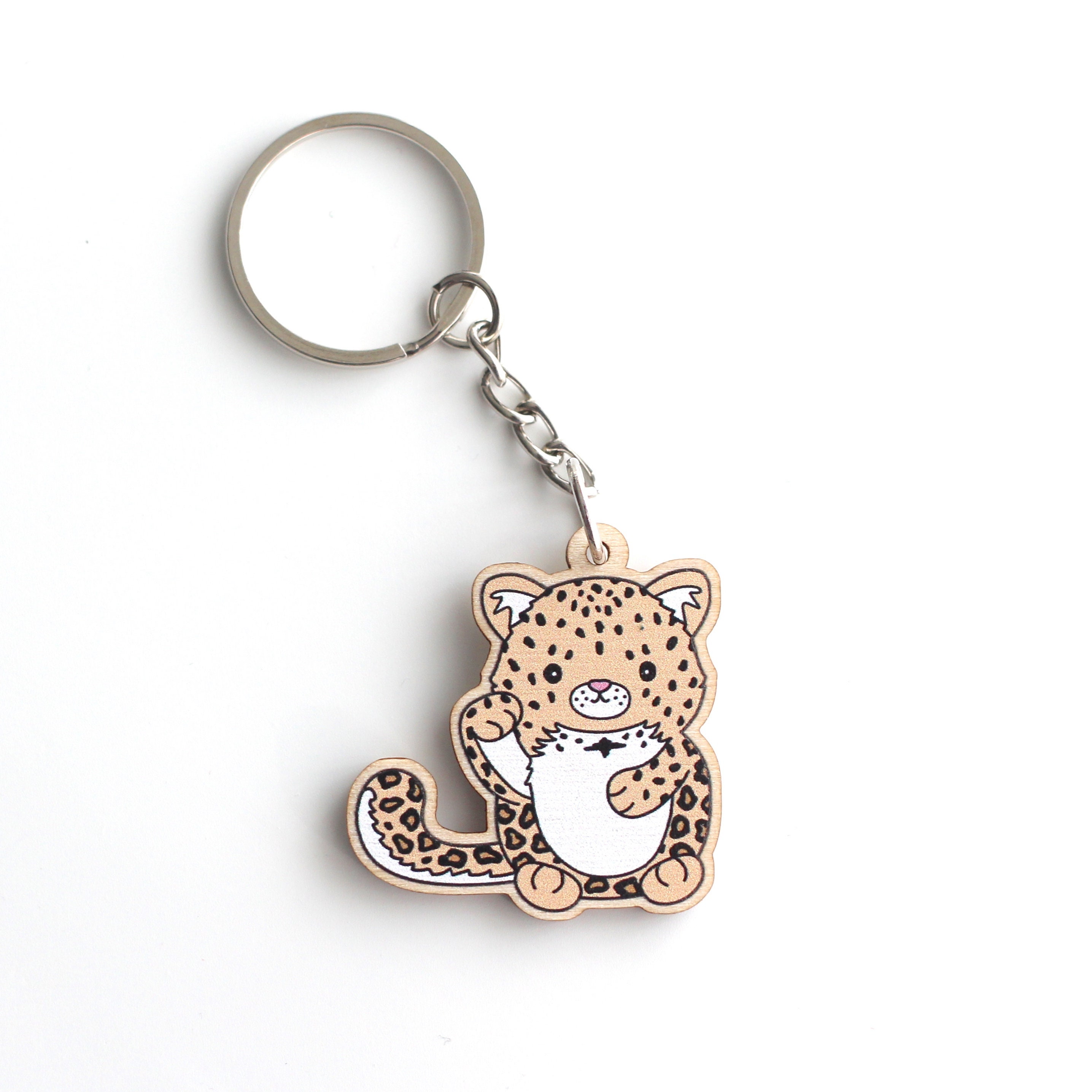 Leopard Wooden Keychain. Sustainable Gift. Leopard Jewelry. - Etsy