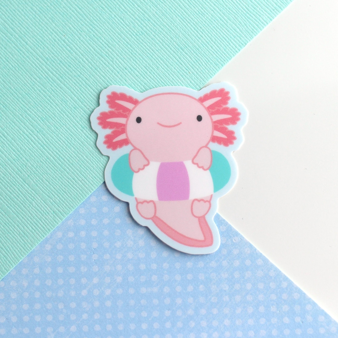Axolotl in a Floatie Vinyl Sticker. Axolotl Stationery. Beach Animal ...