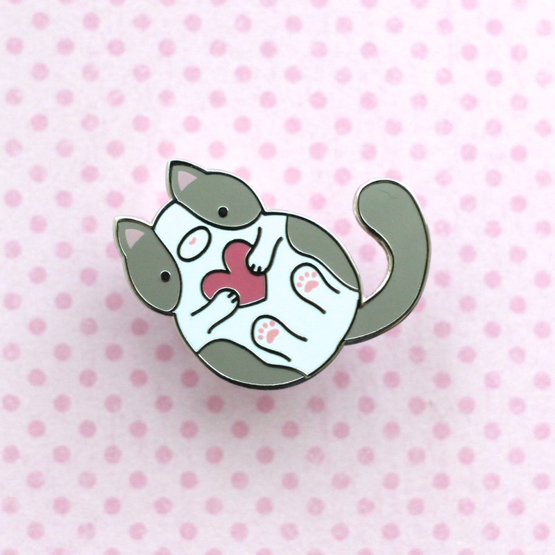 White Cat Pin - Etsy