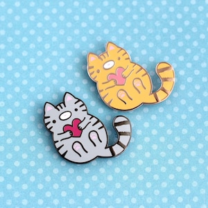 Cat Enamel Pin. Hard Enamel Pin. Cat Jewelry. Kawaii Pin Cute. Orange ...