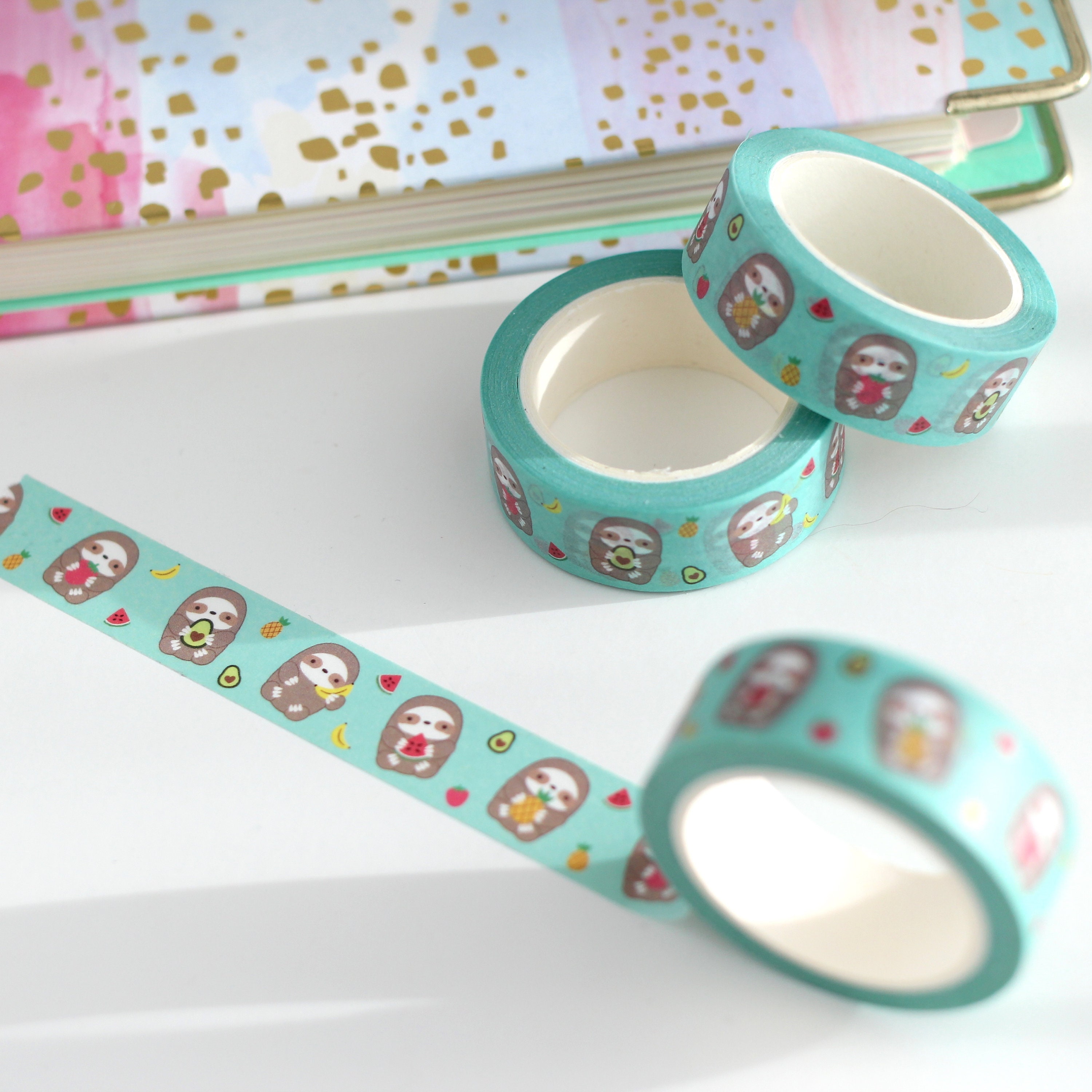 Sloth Washi Tape. Sloth Lover Gift. Wrapping Tape. Fruit Washi | Etsy