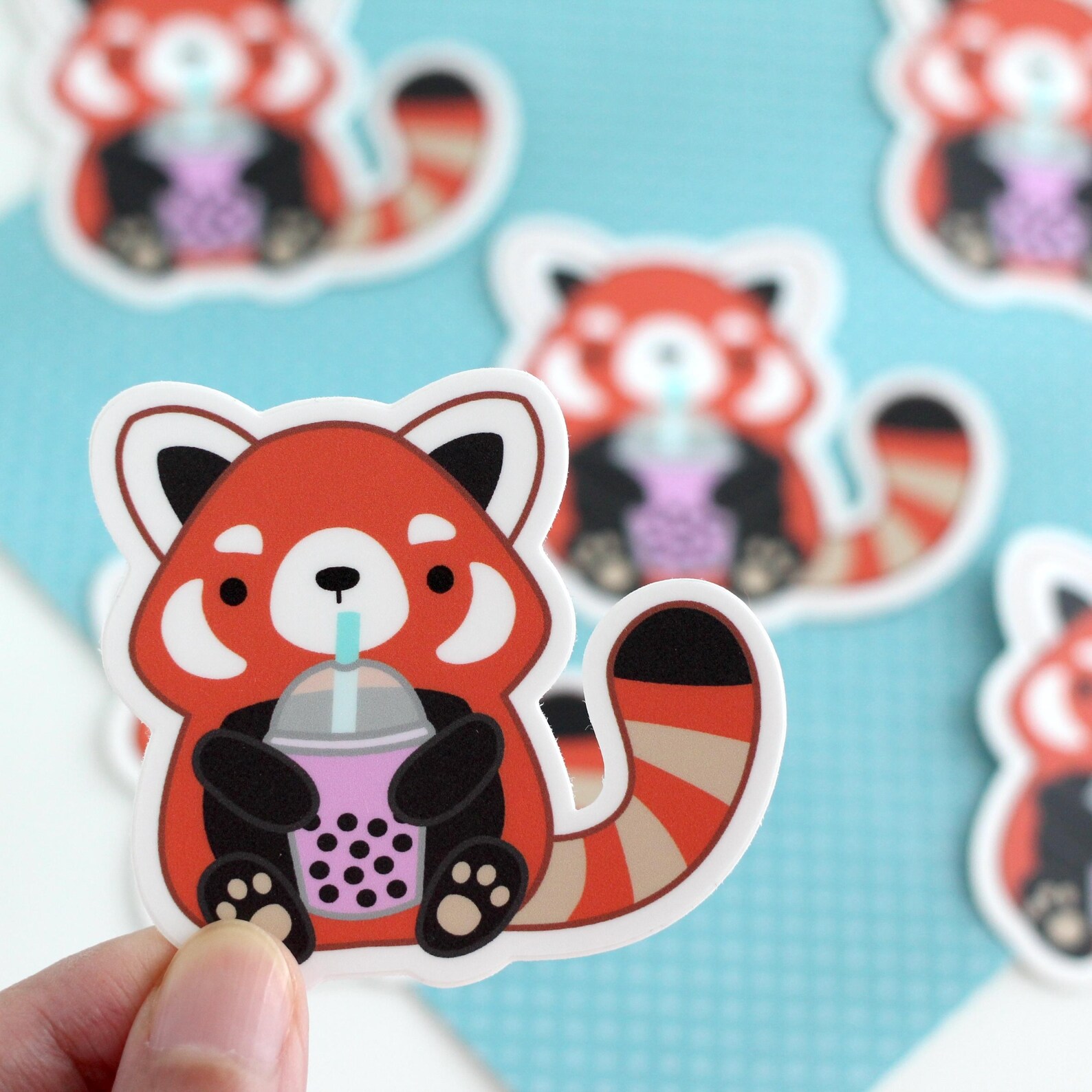 Boba Red Panda Sticker. Bubble Tea Animal Laptop Sticker. Premium Vinyl ...