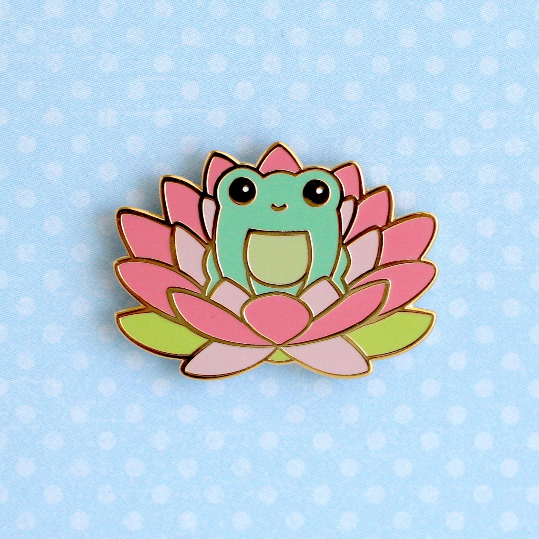 Pink Lotus Flower Frog Pin. Frog Enamel Pin. Kawaii Frog Pin. Pin for ...