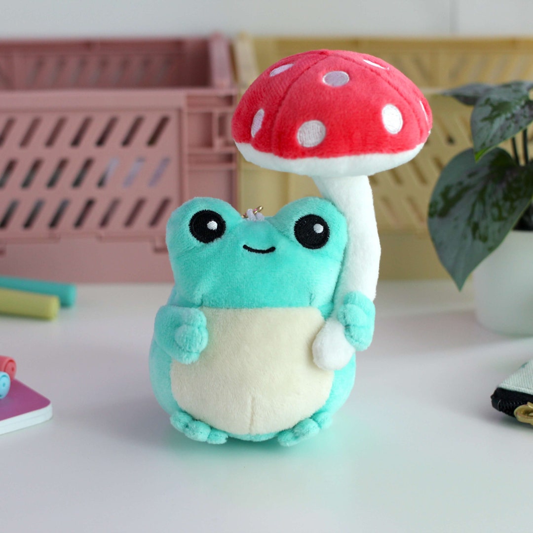 Mushroom Frog Plush Keychain. Cute Plushie Charm for Purse, Tote Bag or ...