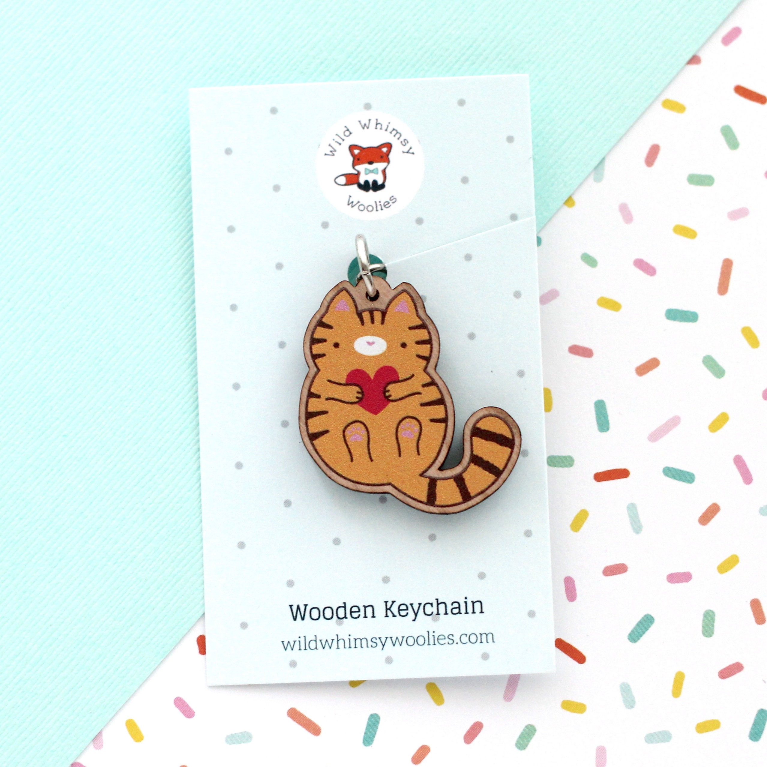 Orange Cat Keychain. Wooden Keyring. Animal Keychain. - Etsy Canada