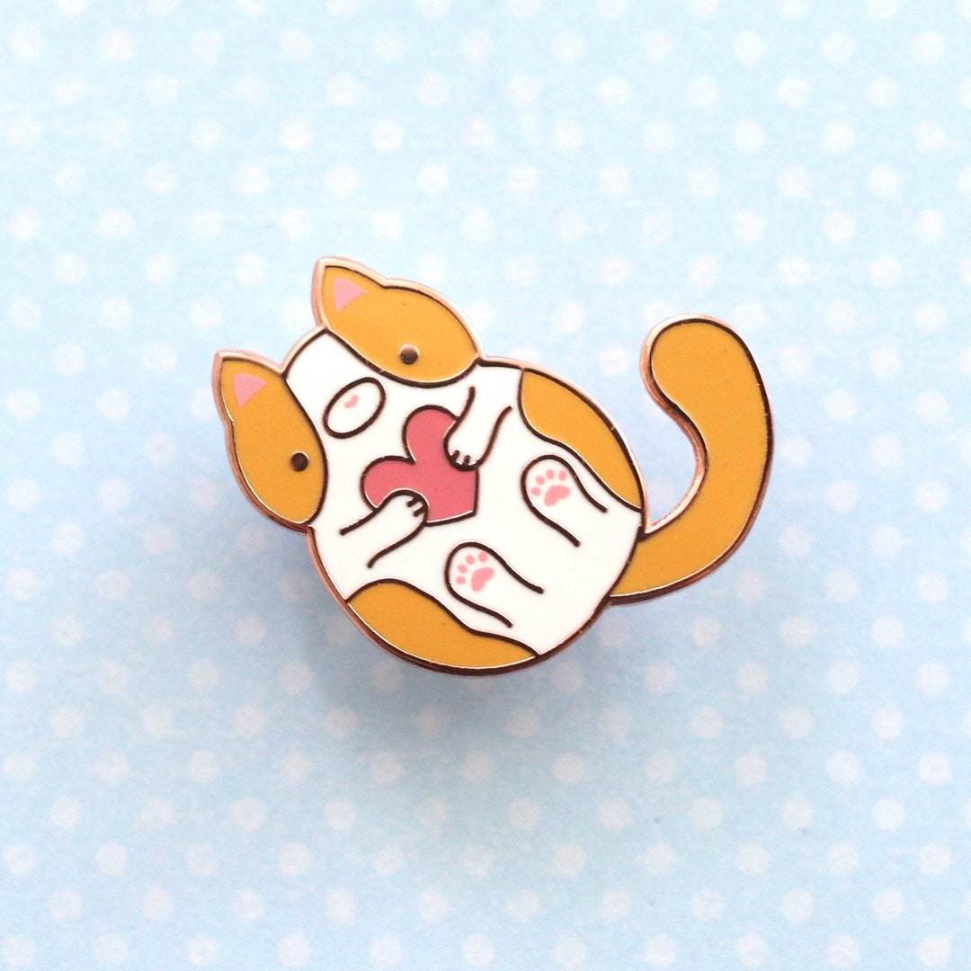Orange and White Cat Enamel Pin. Cat Lover Gift. Kitten Enamel Pin. Cat ...