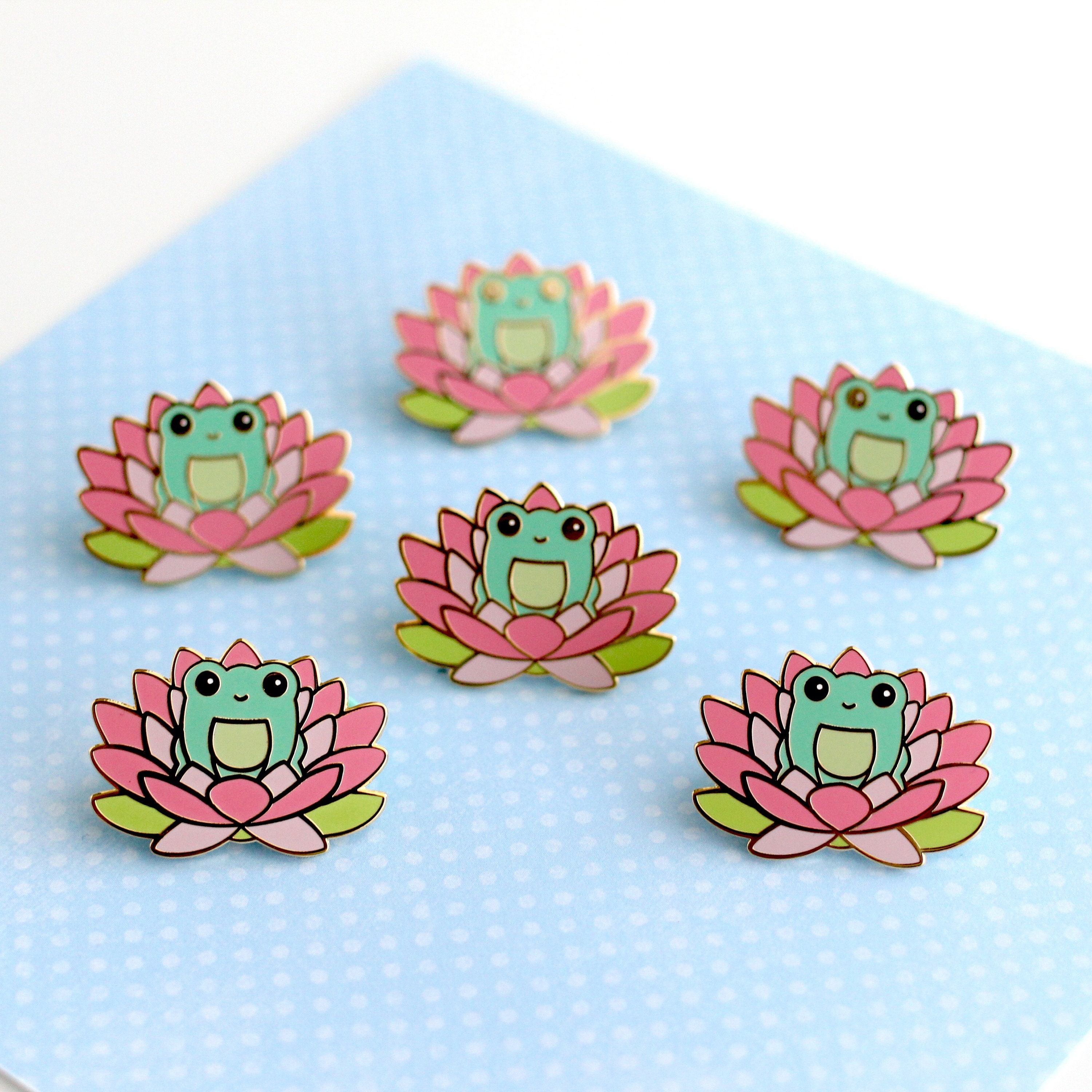 Pink Lotus Flower Frog Pin. Frog Enamel Pin. Kawaii Frog Pin. - Etsy