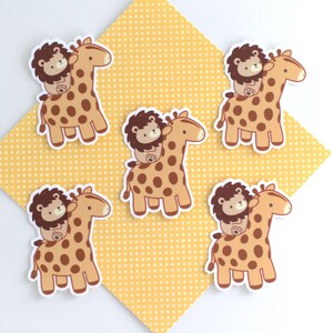 Cute Lion Riding a Giraffe Vinyl Sticker. Funny Decal With Animal ...