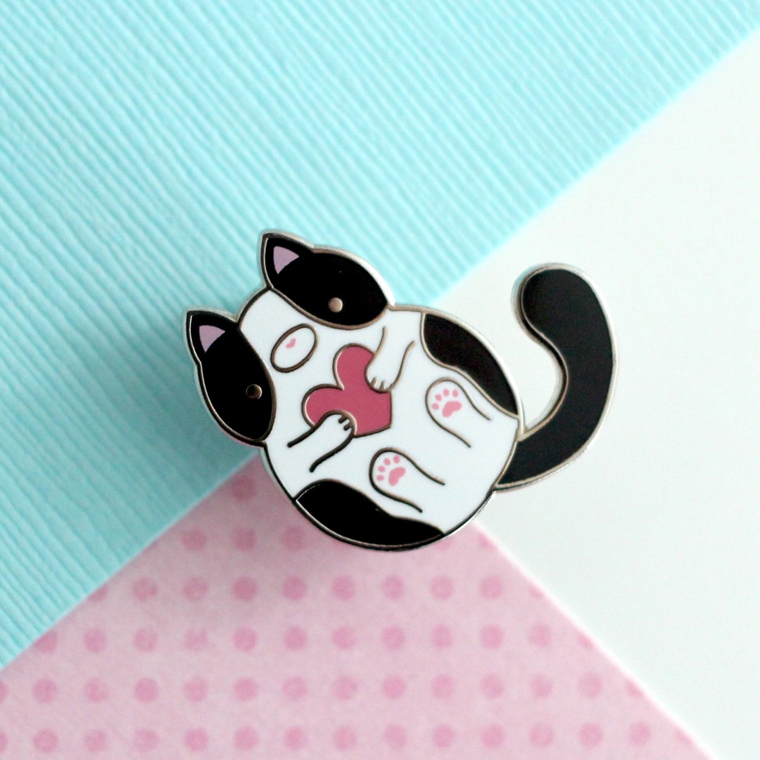 Tuxedo Cat Pin. Black and White Cat Enamel Pin. Cat Lover Gift. Kawaii ...