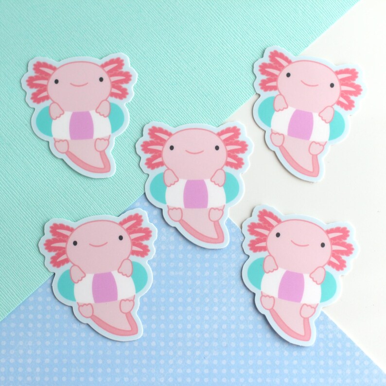 Axolotl in a Floatie Vinyl Sticker. Axolotl Stationery. Beach Animal ...