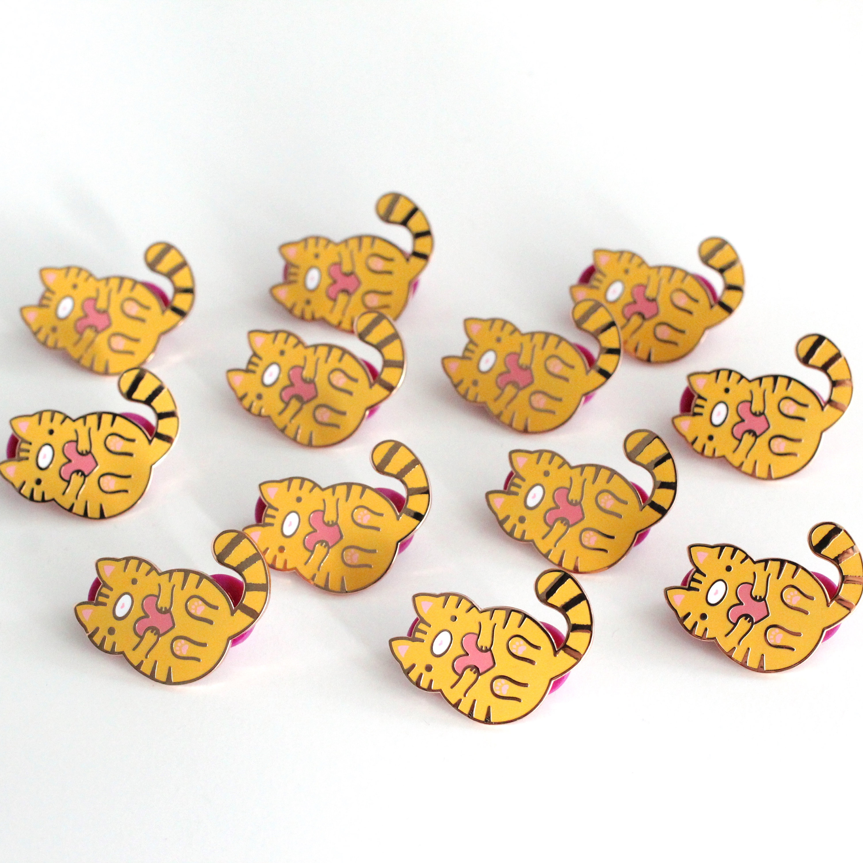 Cat Enamel Pin. Hard Enamel Pin. Cat Jewelry. Kawaii Pin Cute. Orange ...